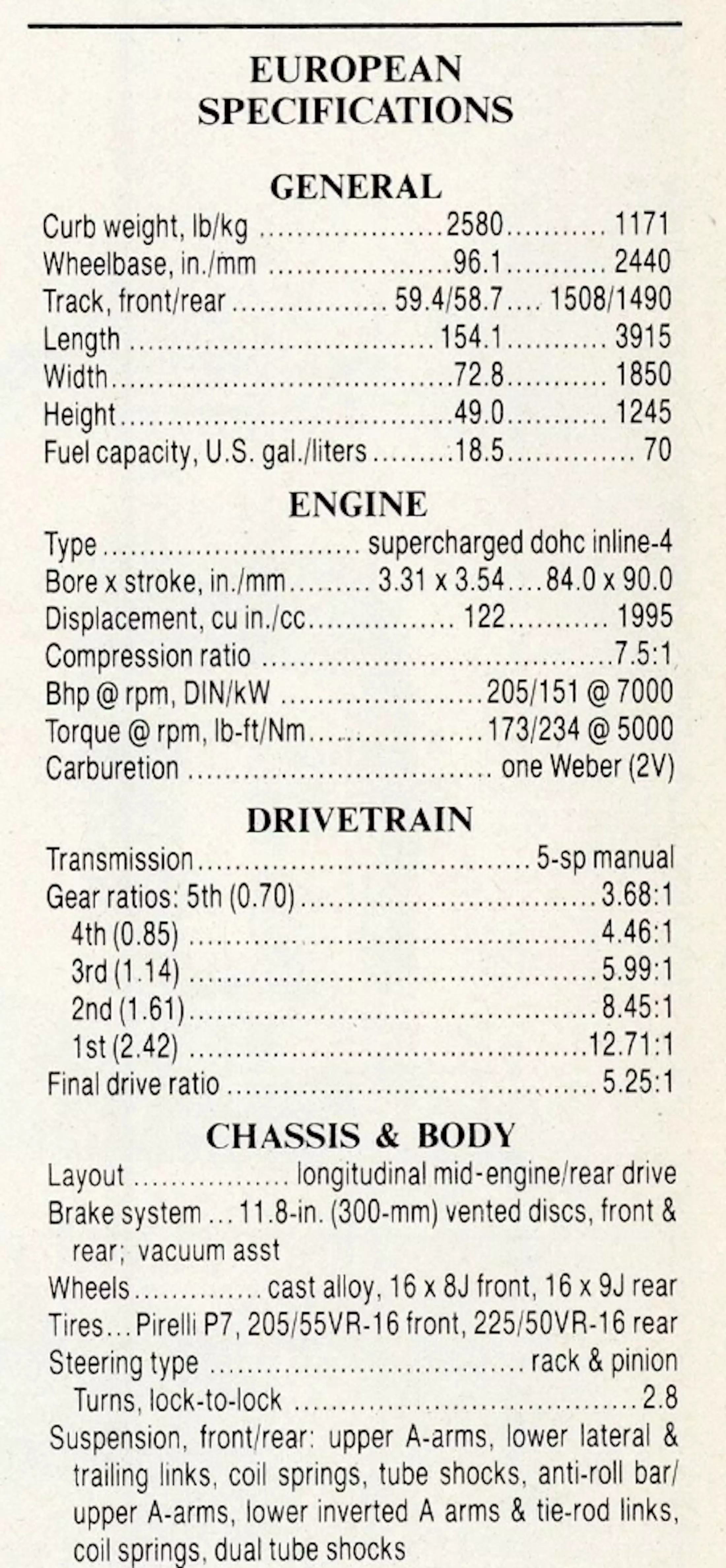 Lancia Rally sc test sheet road and track 1983 թ