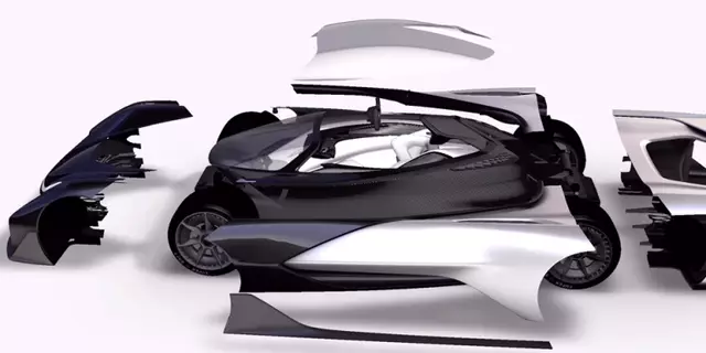 El automóvil de Faraday Future parece estar construido alrededor de una tina de fibra de carbono, podría no conducir
