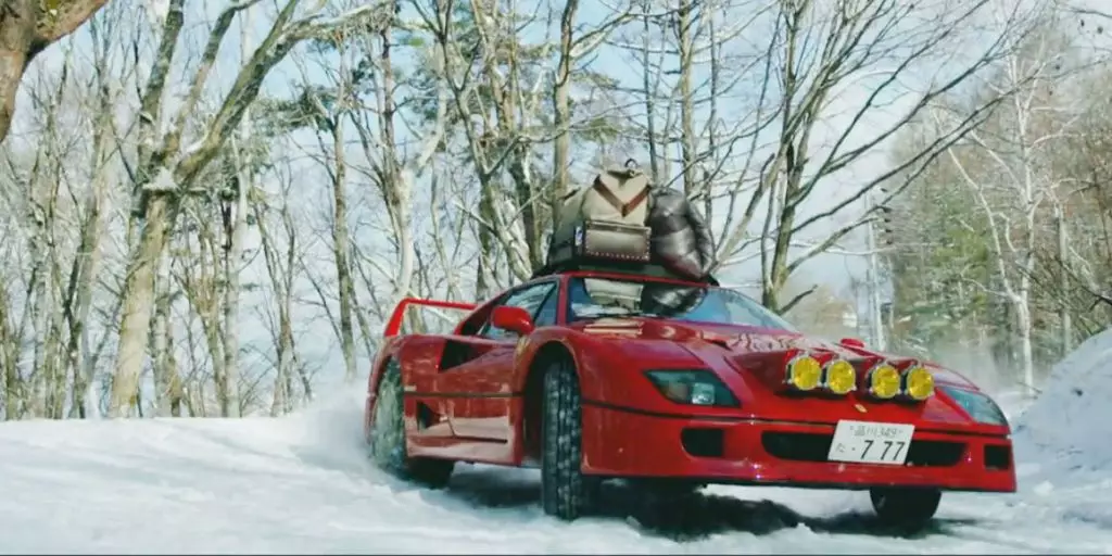 snow drifting ferrari f40